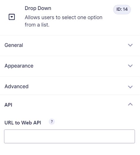 Add Field Settings Option For Dropdown To Make An Api Call Resolved
