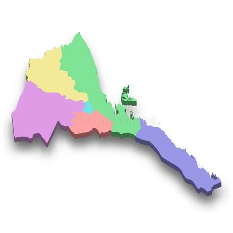 3d isometric colored map of eritrea stock vector illustration of state outline 333697435