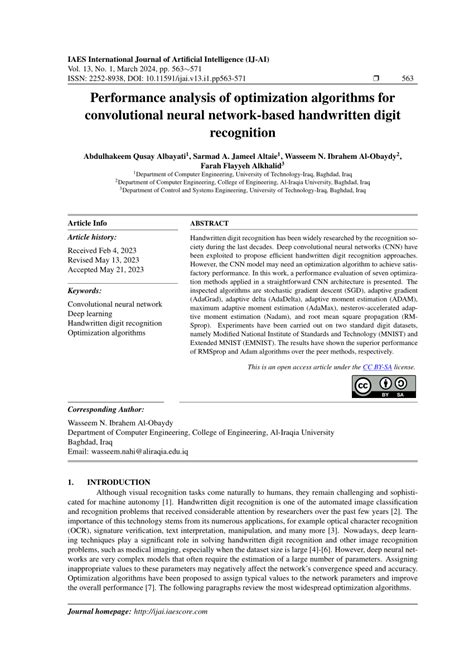 Pdf Performance Analysis Of Optimization Algorithms For Convolutional Neural Network Based