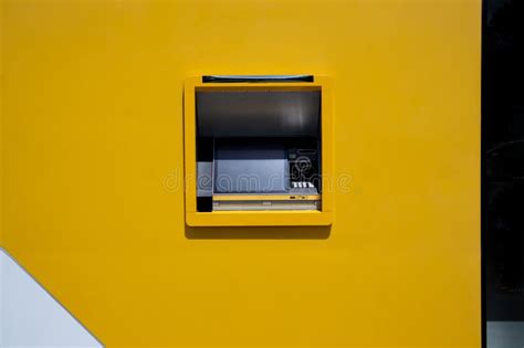 Automated Teller Machine Atm Yellow Cash Dispenser Withdraw Money In Bank Stock Image Image