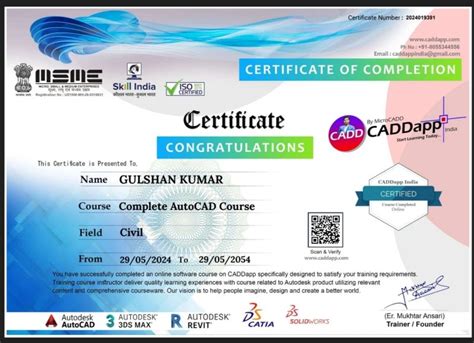 Gulshan Kumar On Linkedin Autocad Certificate