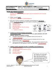 Understanding Sexual Behaviour And Sexual Health In Grade 9 Course Hero