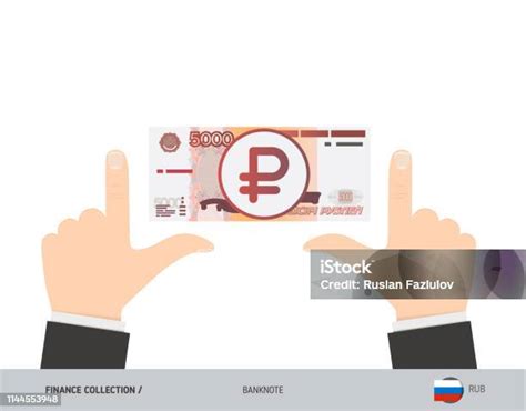 5000 러시아 루블 지폐 지폐를 측정 하는 비즈니스 손 평면 스타일 벡터 일러스트입니다 비즈니스 재정 개념입니다 5천 루블 지폐에 대한 스톡 벡터 아트 및 기타 이미지