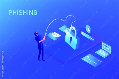 Vetor De Phishing Scam Hacker Crime Attack And Personal Data Security Concept Hacker Try To