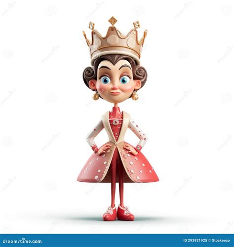 Playful 3d Cartoon Queen Figurine In Regal Attire Stock Illustration