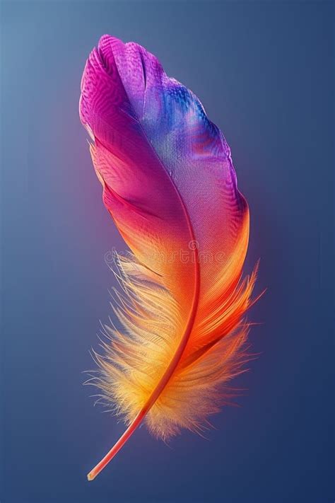 A Colorful Feather Floating In The Air A Solid Color Background A