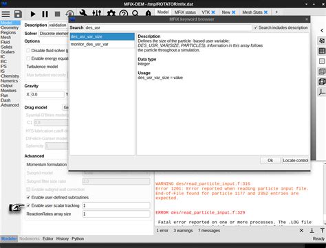 no errors reports and the code stops after dem setting mfix netl flow science software support