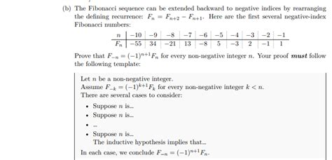 Solved B The Fibonacci Sequence Can Be Extended Backward