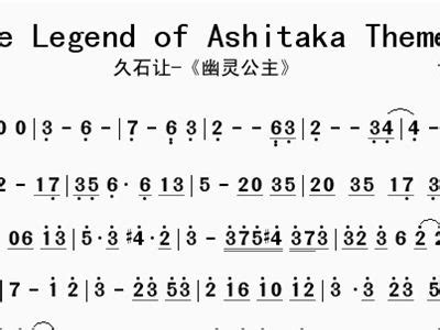 The Legend of Ashitaka Theme 幽灵公主 久石让 歌谱 简谱