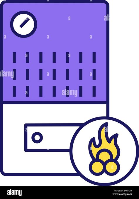 Solid Fuel Boiler Color Icon House Central Heater Firewood Boiler Heating System Isolated