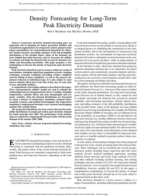 Pdf Density Forecasting For Long Term Peak Electricity Demand