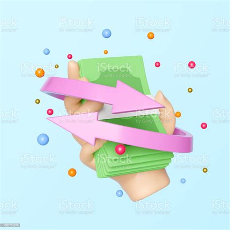 지폐 더미를 들고 있는 3d 만화 손은 파란색으로 분리되어 있다 빠른 신용 승인 대출 승인 이전 화살표 캐쉬백 저축 돈 자산 사업 3d 렌더링 일러스트레이션 클리핑 경로 3