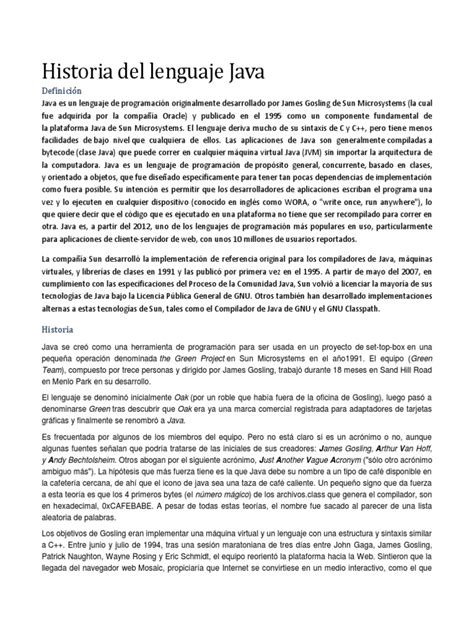 historia del lenguaje java pdf máquina virtual de java java