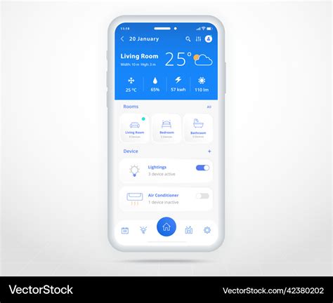 Smartphone Smart Home Controlled App Ux Ui Iot Vector Image