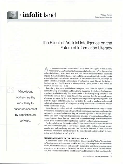 Pdf The Effect Of Artificial Intelligence On The Future Of