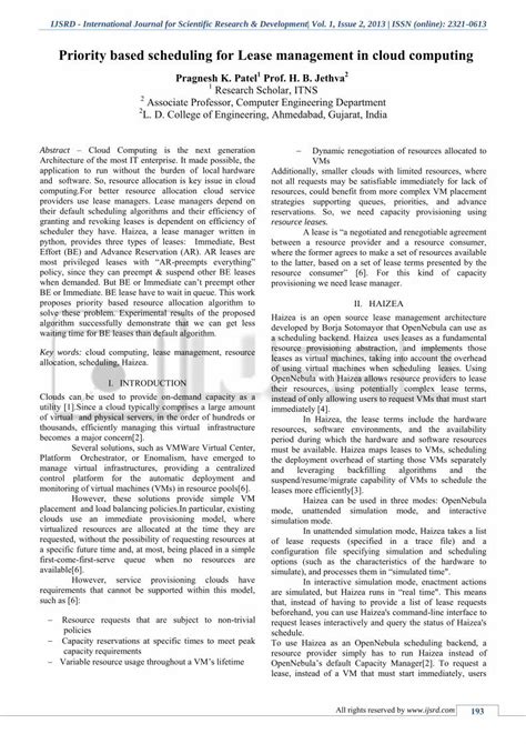 Pdf Priority Based Scheduling For Lease Management In Cloud Computing Dokumen Tips