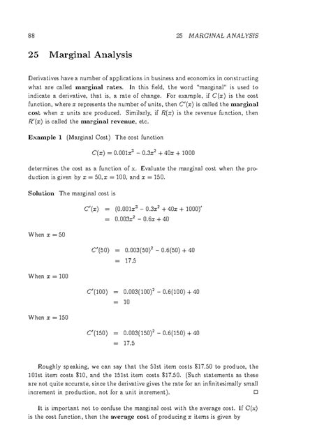 Math120 Lecture Notes 25 Marginal Analysis 88 25 25 Marginal