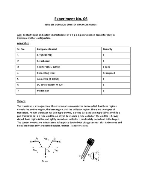Experiment 6 Ecad Pdf Bipolar Junction Transistor Transistor
