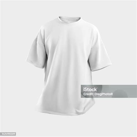 흰색 대형 티셔츠 3d 렌더링의 모형 둥근 목 여성 남성 정면보기를위한 보편적 인 의류 배경에 고립되어 있습니다 T 셔츠에 대한