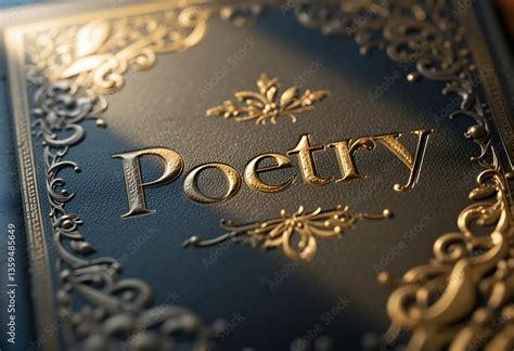 Antique Poetry Book With Its Cover Features Elegant Gold Lettering And
