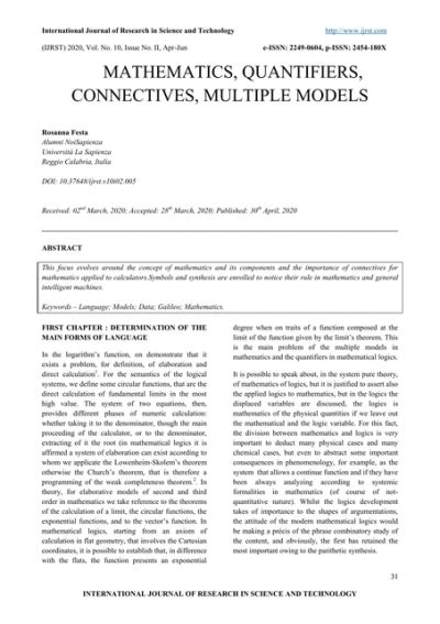 Mathematics Quantifiers Connectives Multiple Models