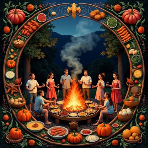 Free Folk Feast Circle Image Folkart Harvest Bonfire Download At