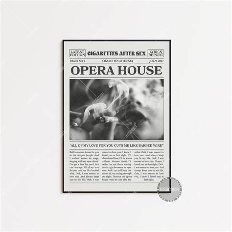 Cigarettes After Sex Retro Newspaper Print Opera House Poster Lyrics Print Poster Cigarettes