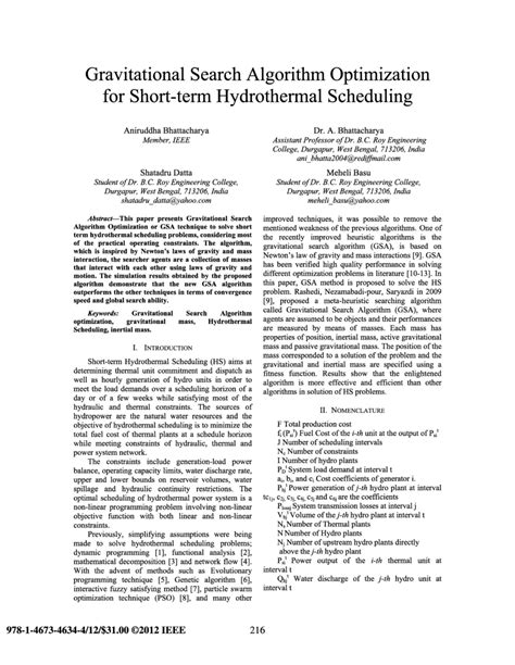 Pdf Gravitational Search Algorithm Optimization For Short Term Hydrothermal Scheduling