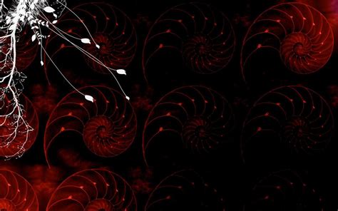 Спирали и растения. Основной цвет обоев: Чёрный