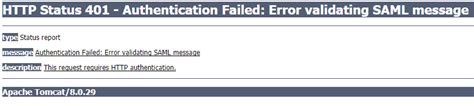 Authentication Failed Error Validating Saml Message •