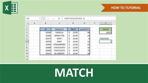 How To Use The Match Function In Excel Beginner Tutorial Youtube