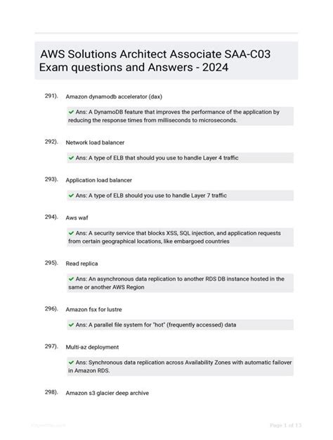 Aws Solutions Architect Associate Saa C03 Exam Questions And Answers 2024