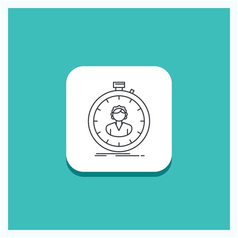 Round Button For Fast Speed Stopwatch Timer Girl Line Icon Turquoise Background 13026025