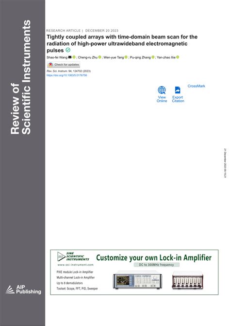 Pdf Tightly Coupled Arrays With Time Domain Beam Scan For The Radiation Of High Power