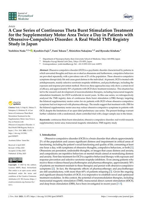 Pdf A Case Series Of Continuous Theta Burst Stimulation Treatment For The Supplementary Motor