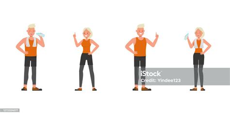 스포츠 남자와 여자 캐릭터 벡터 디자인 다양한 액션으로 프리젠 테이션 가냘픈에 대한 스톡 벡터 아트 및 기타 이미지 가냘픈 개념 건강한 생활방식 Istock