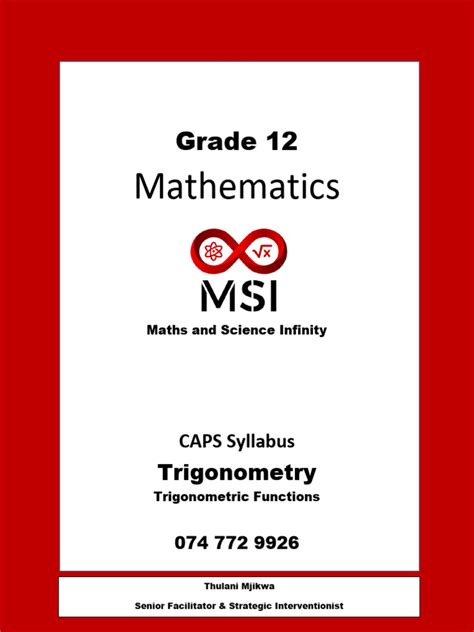Trigonometric Functions Revision Booklet Pdf Trigonometric Functions Trigonometry