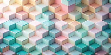 Abstract Pastel Cube Structure A Seamless Pattern Of Interlocking