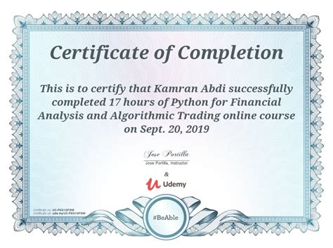 Kamran Abdi On Linkedin Udemy Course Completion Certificate