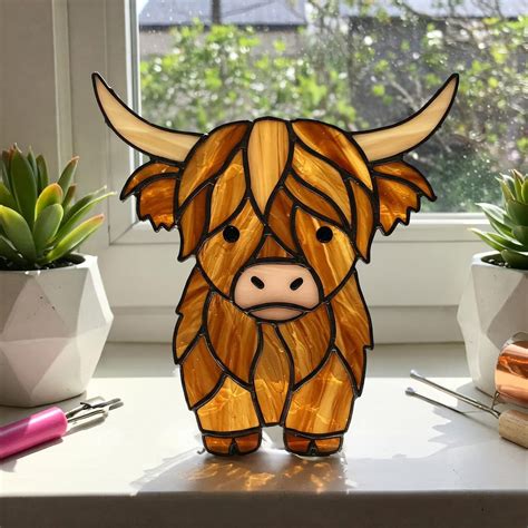 Highland Cow Stained Glass Pattern Highland Cow Stained Glass Pattern