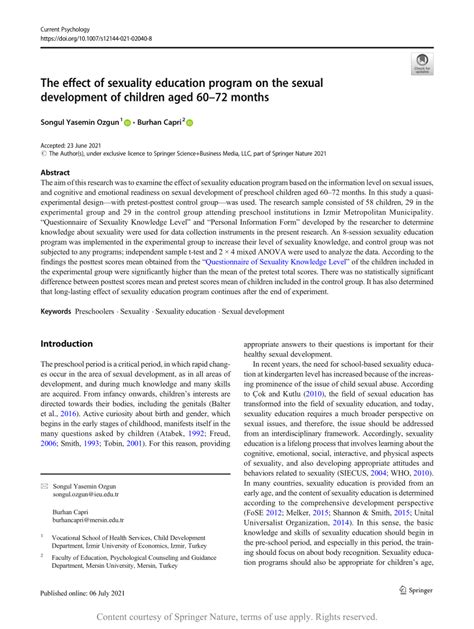 The Effect Of Sexuality Education Program On The Sexual Development Of