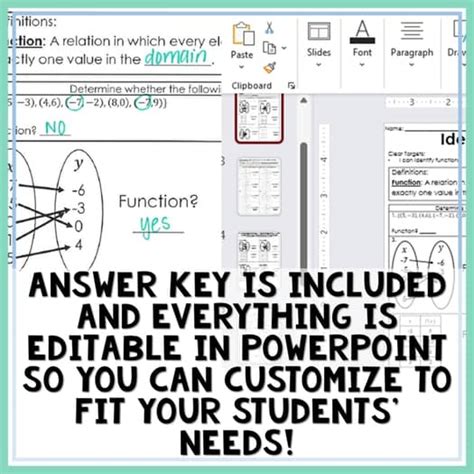 Identifying Functions From Relations Editable Guided Notes Algebra 1