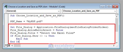 How To Choose A Location And Save A Workbook As A PDF Using VBA In Excel ExcelDemy