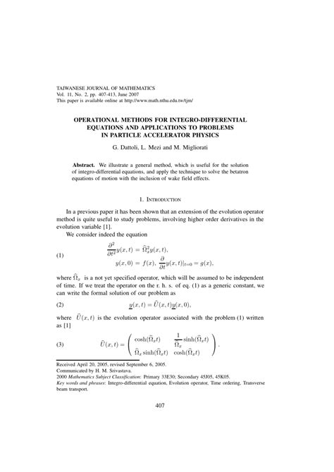 Pdf Integro Differential Equations And Operational Methods