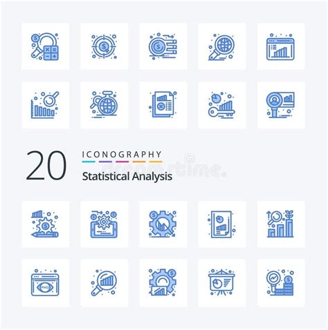 20 statistical analysis blue color icon pack like analysis graph