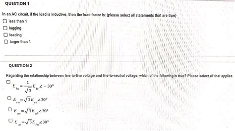 Solved In An AC Circuit If The Load Is Inductive Then The Chegg Com