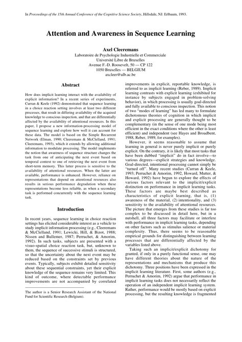 Pdf Attention And Awareness In Sequence Learning
