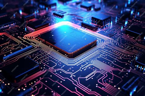 Premium Photo Abstract Computer Circuit Cyberspace Design With Neon Lighting Technology Circuit