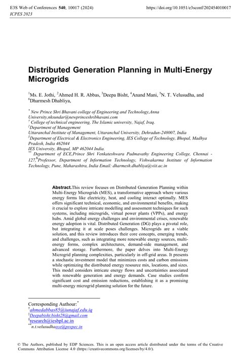 Pdf Distributed Generation Planning In Multi Energy Microgrids