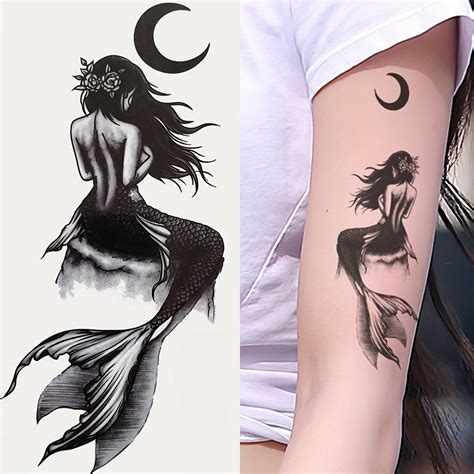Black And White Mermaid Tattoo